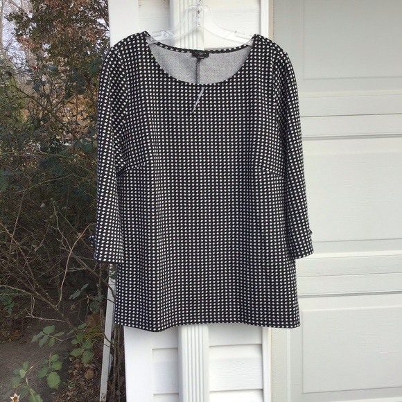 Talbots | Tops | Nwt Talbots Black White Houndstooth Top With Bows ...